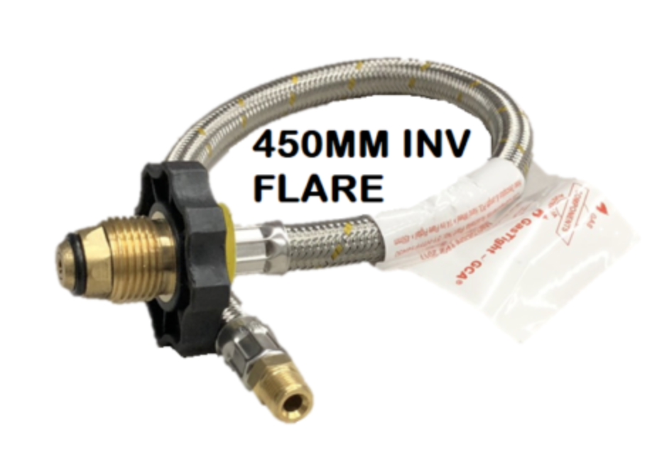 LPG Braided Gas Hose HAND WHEEL POL - 1/4 INV FLARE 450mm – Ashmores ...